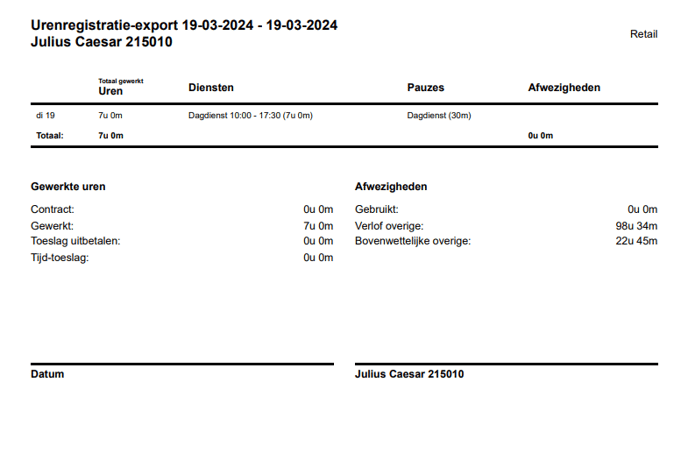 Urenregistratie-export